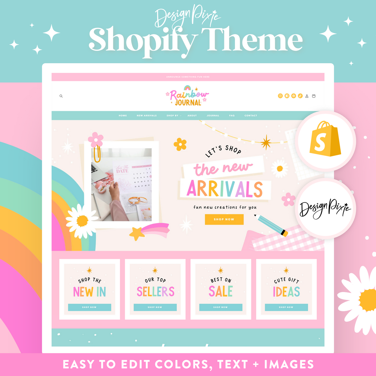 Cute Rainbow Shopify Theme in Highlighter Colors – Design Pixie