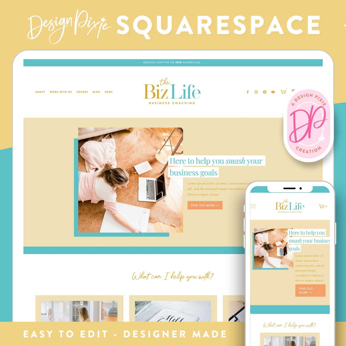 Biz Life Squarespace Template – Design Pixie