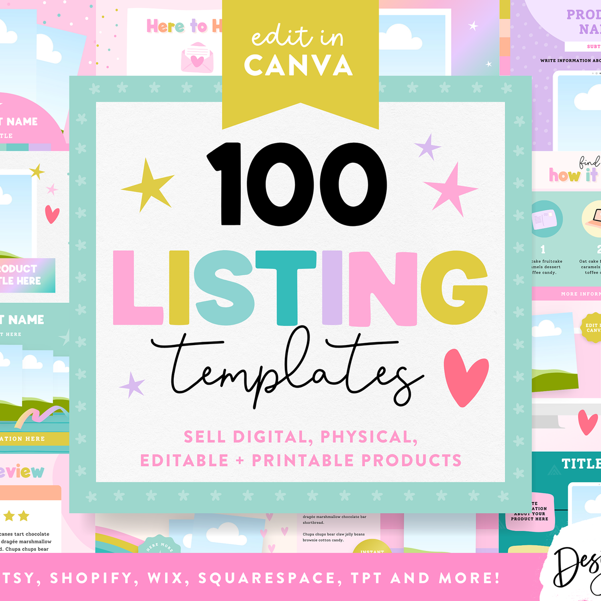 Pastel Rainbow Listing Templates - TPT Mockups for Digital Products ...