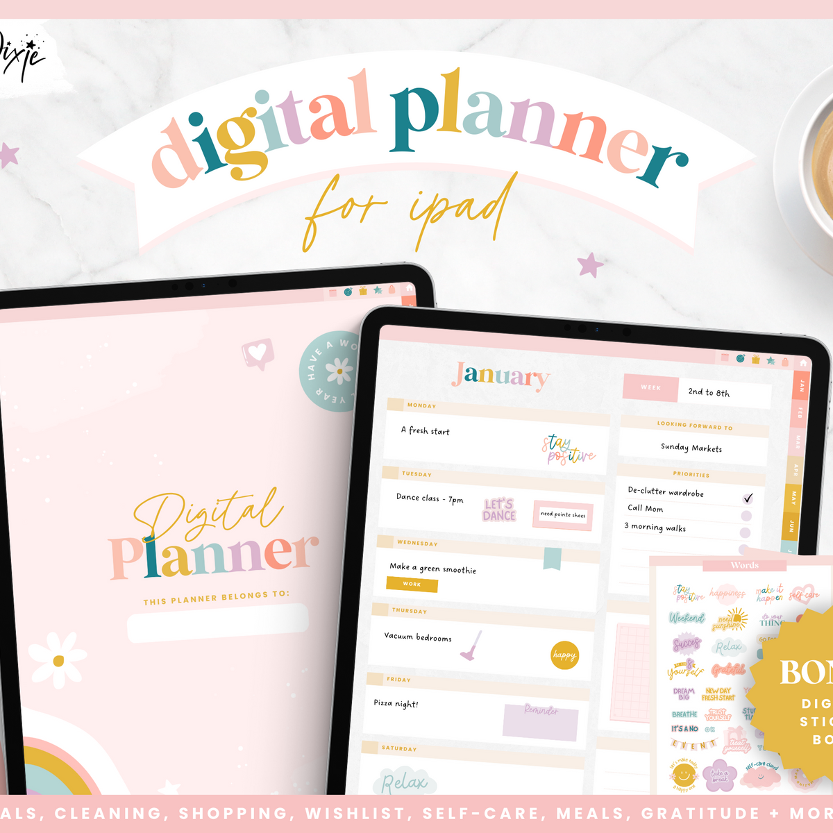 Rainbow Digital Planner – Design Pixie