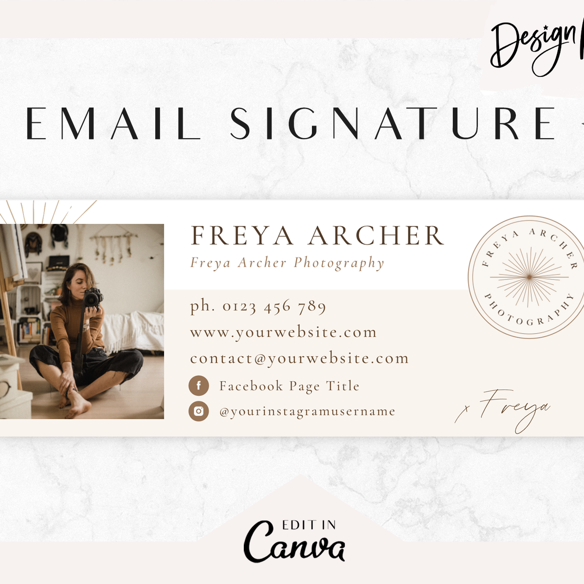 Boho Photographer Email Signature Template – Design Pixie