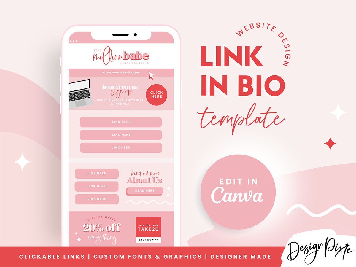 Link In Bio Template - Million Babe – Design Pixie