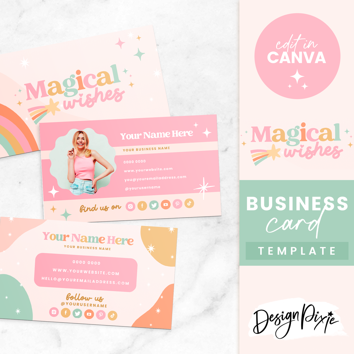 Business Card Template Magical Wishes Design Pixie