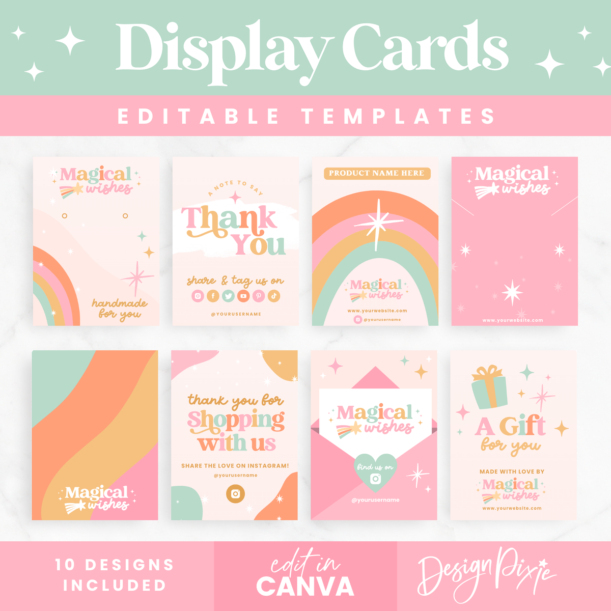 Pastel Rainbow Display Card Templates – Design Pixie