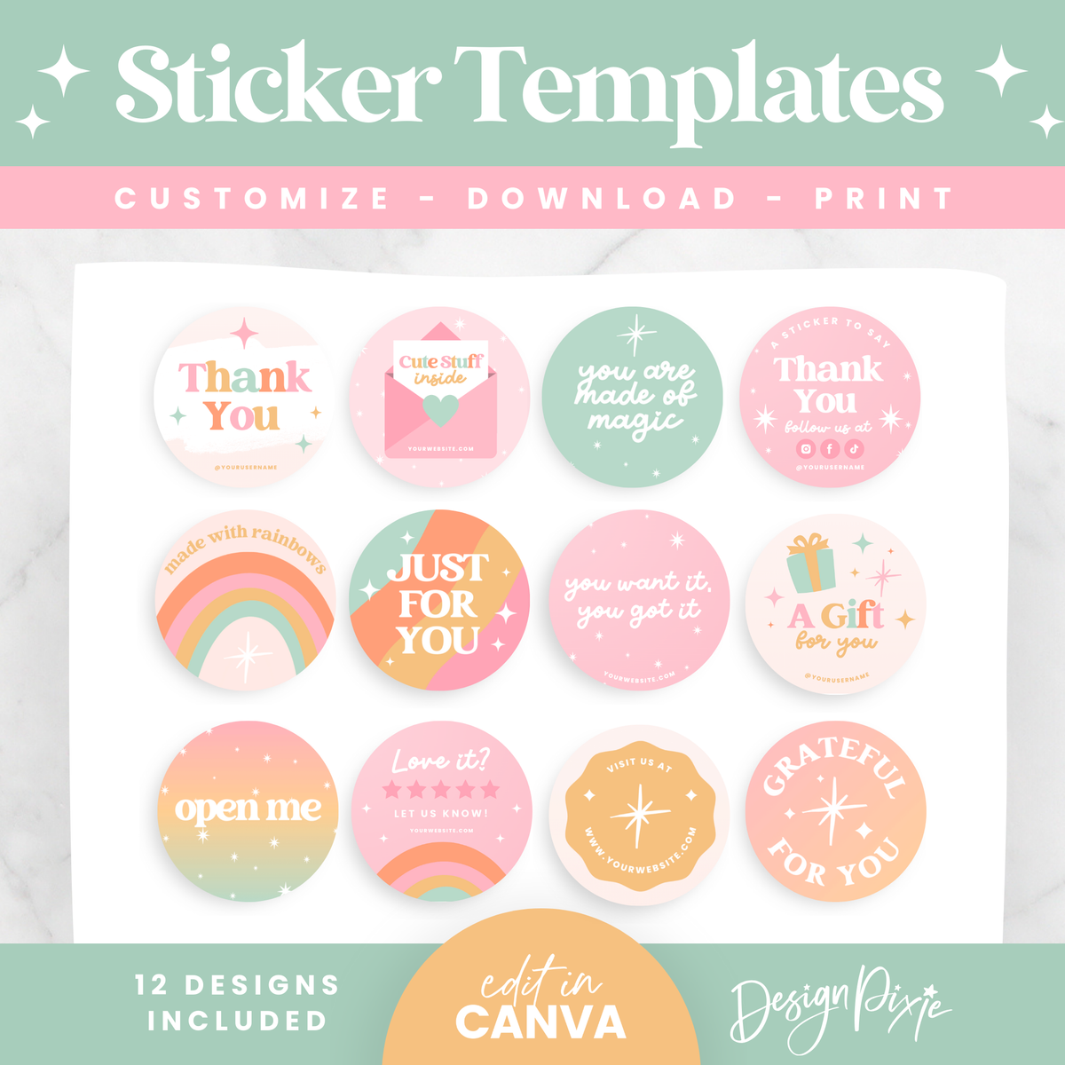 Pastel Rainbow Sticker Label Templates – Design Pixie