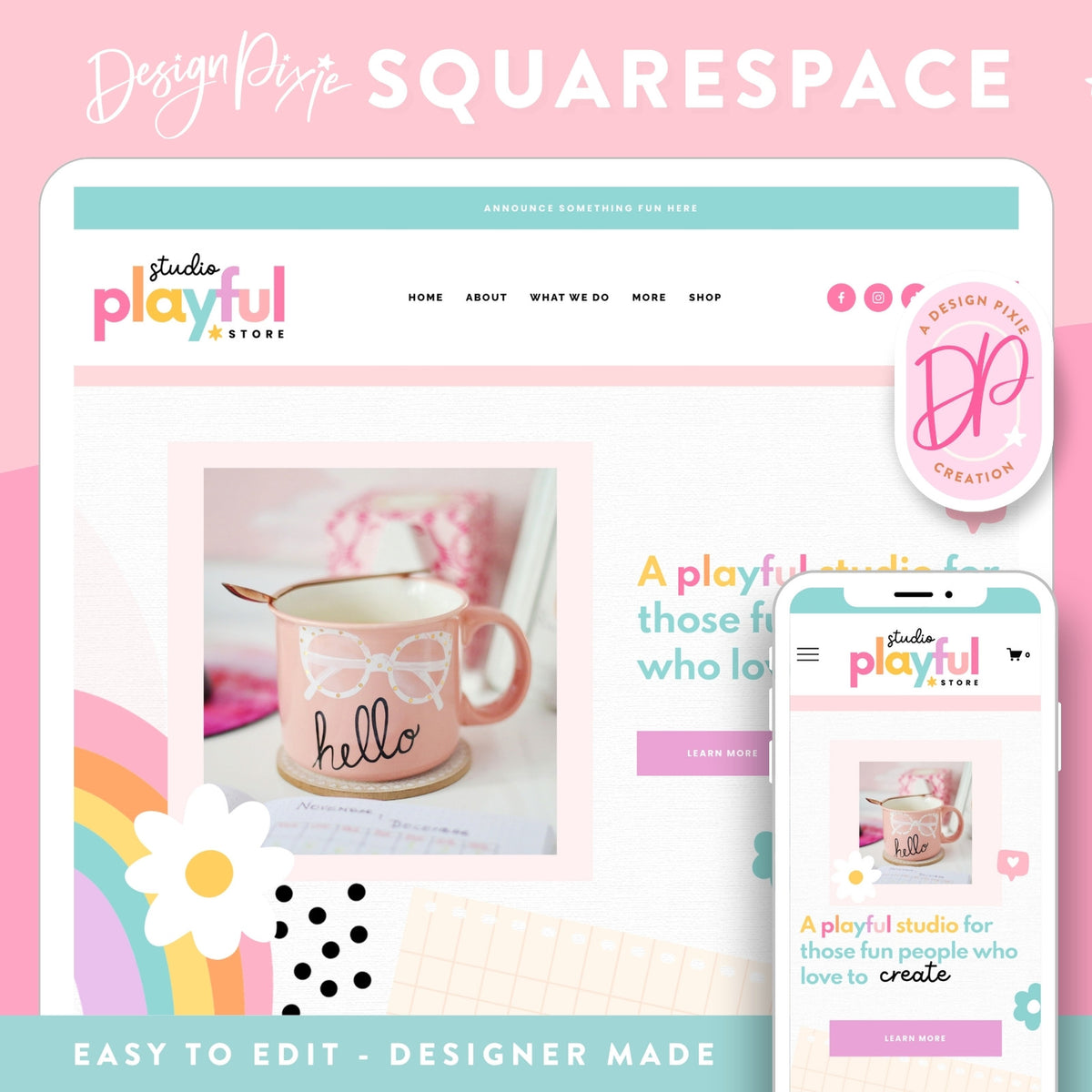 Playful Squarespace Template – Design Pixie