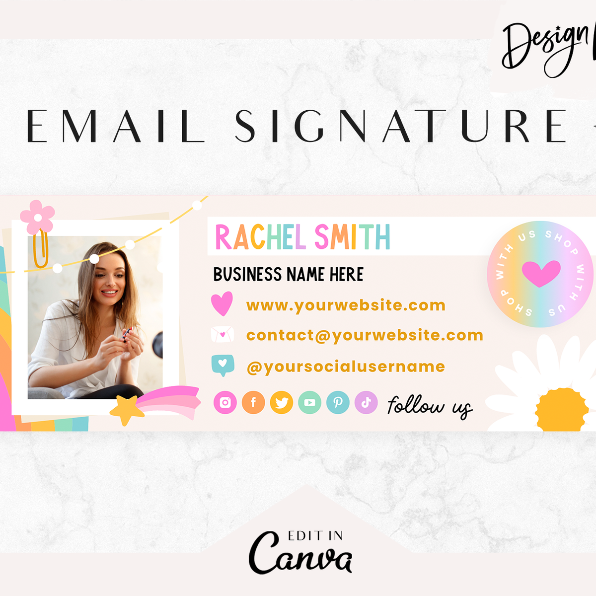 Rainbow Journal Email Signature Template – Design Pixie