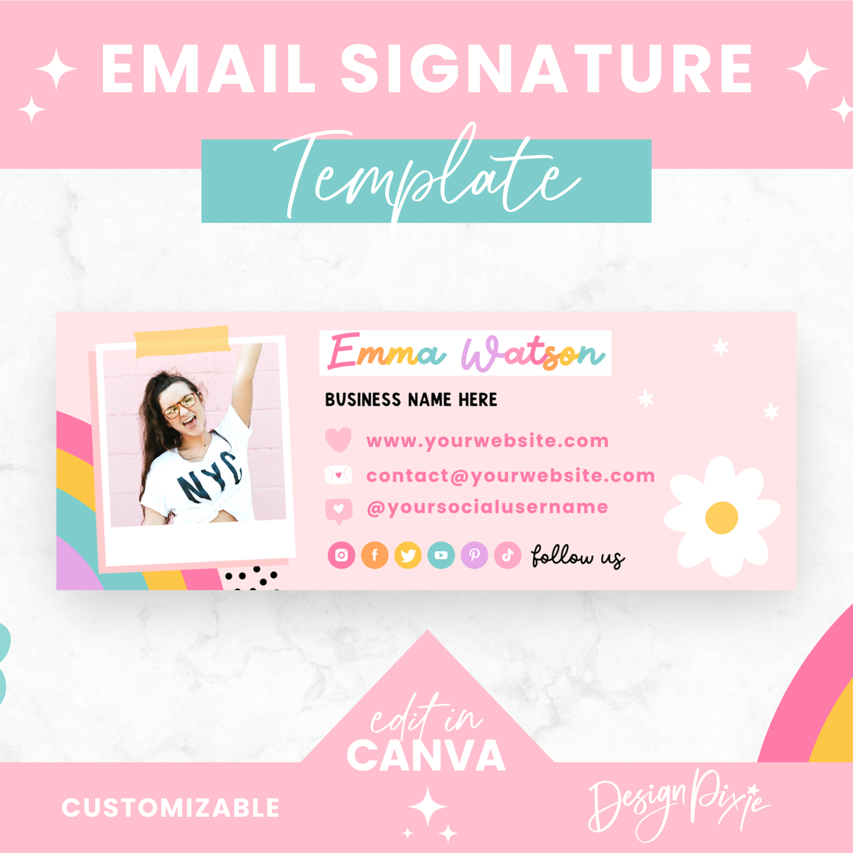 Rainbow Email Signature Template – Design Pixie