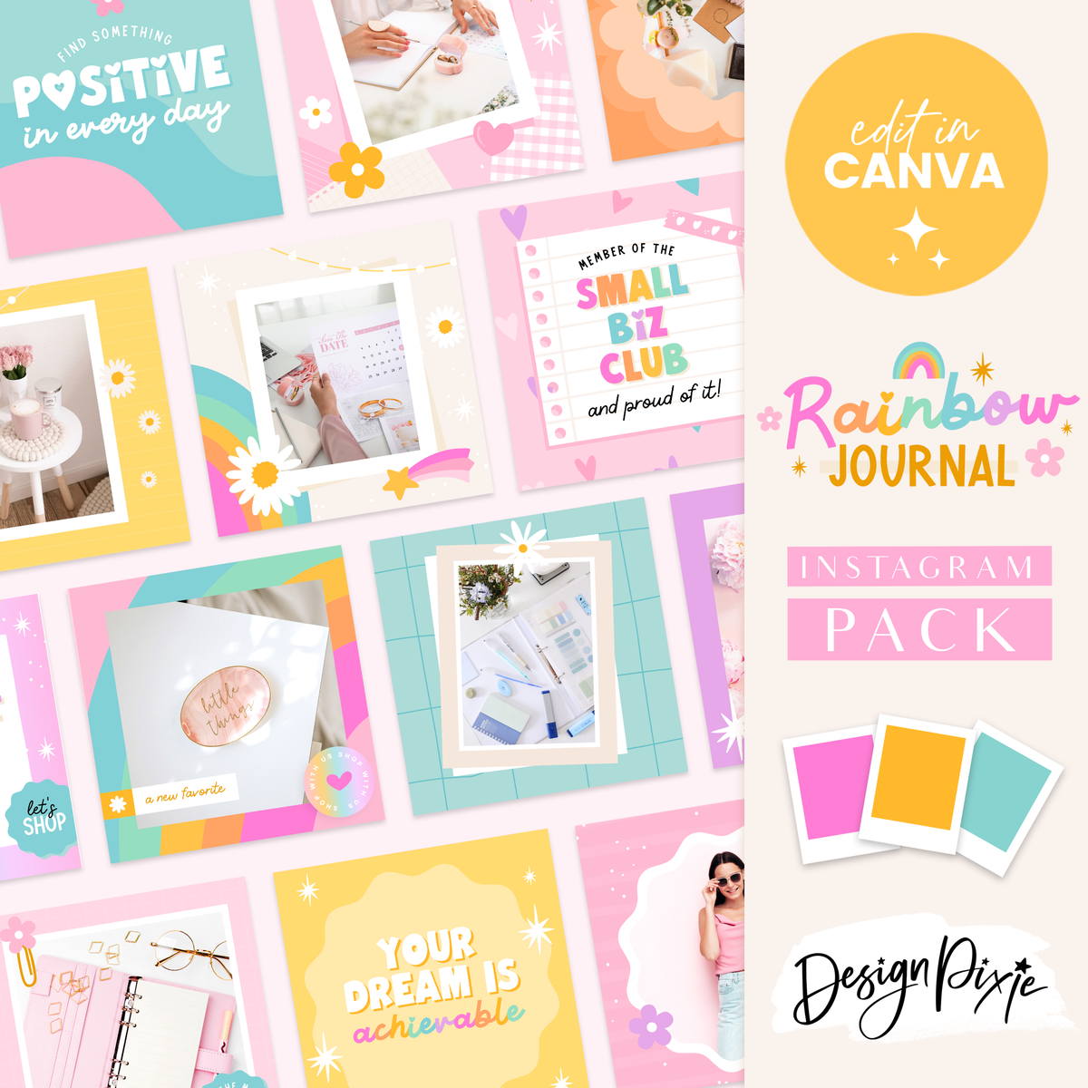 Rainbow Journal Instagram Post Templates – Design Pixie