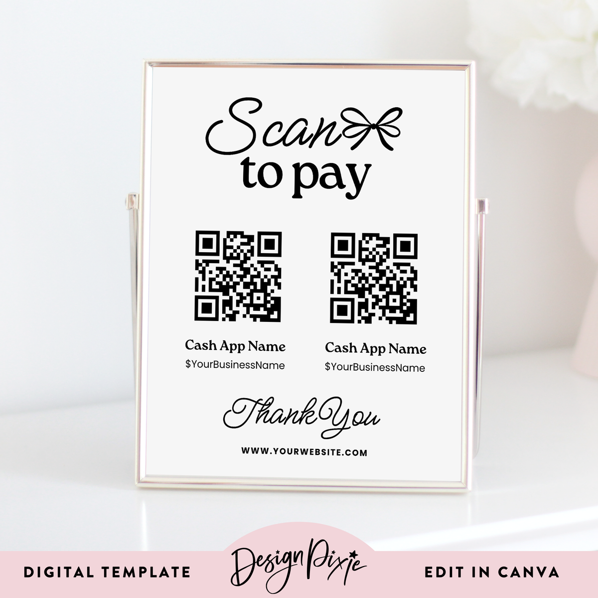 Pretty Scan To Pay Sign - Market Stall Printable Template – Design Pixie