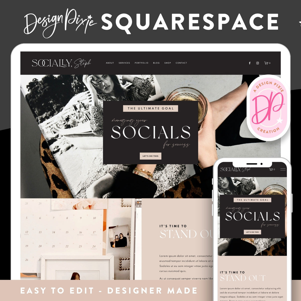 Socially Steph Squarespace Template – Design Pixie