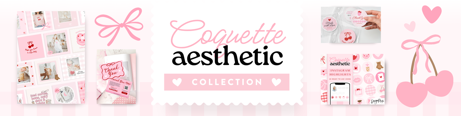 Coquette Aesthetic Branding - Girly Pink Social Media, Website, Logo ...