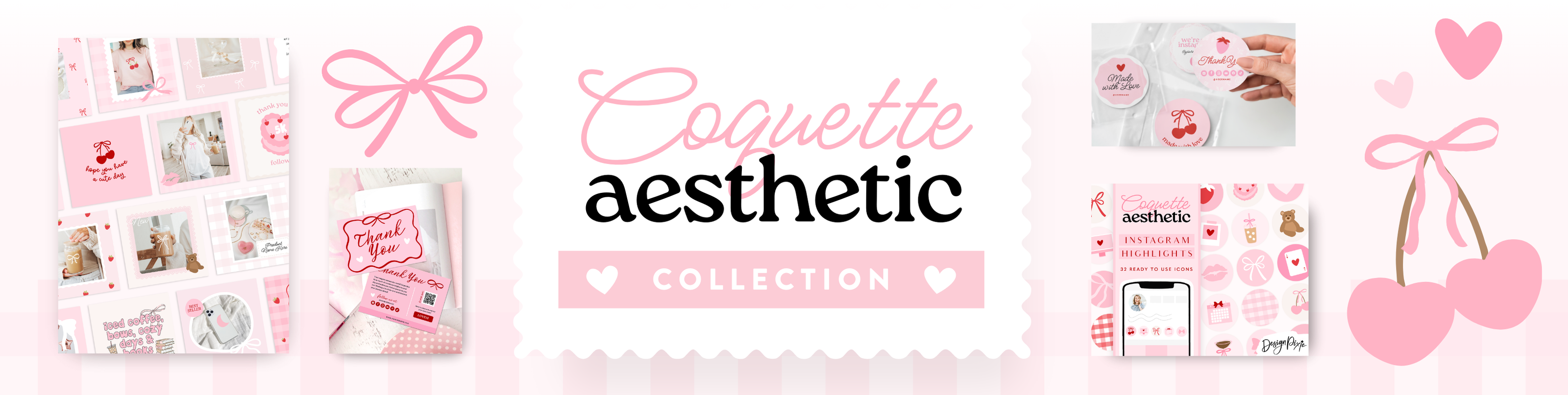Coquette Aesthetic Branding - Girly Pink Social Media, Website, Logo ...