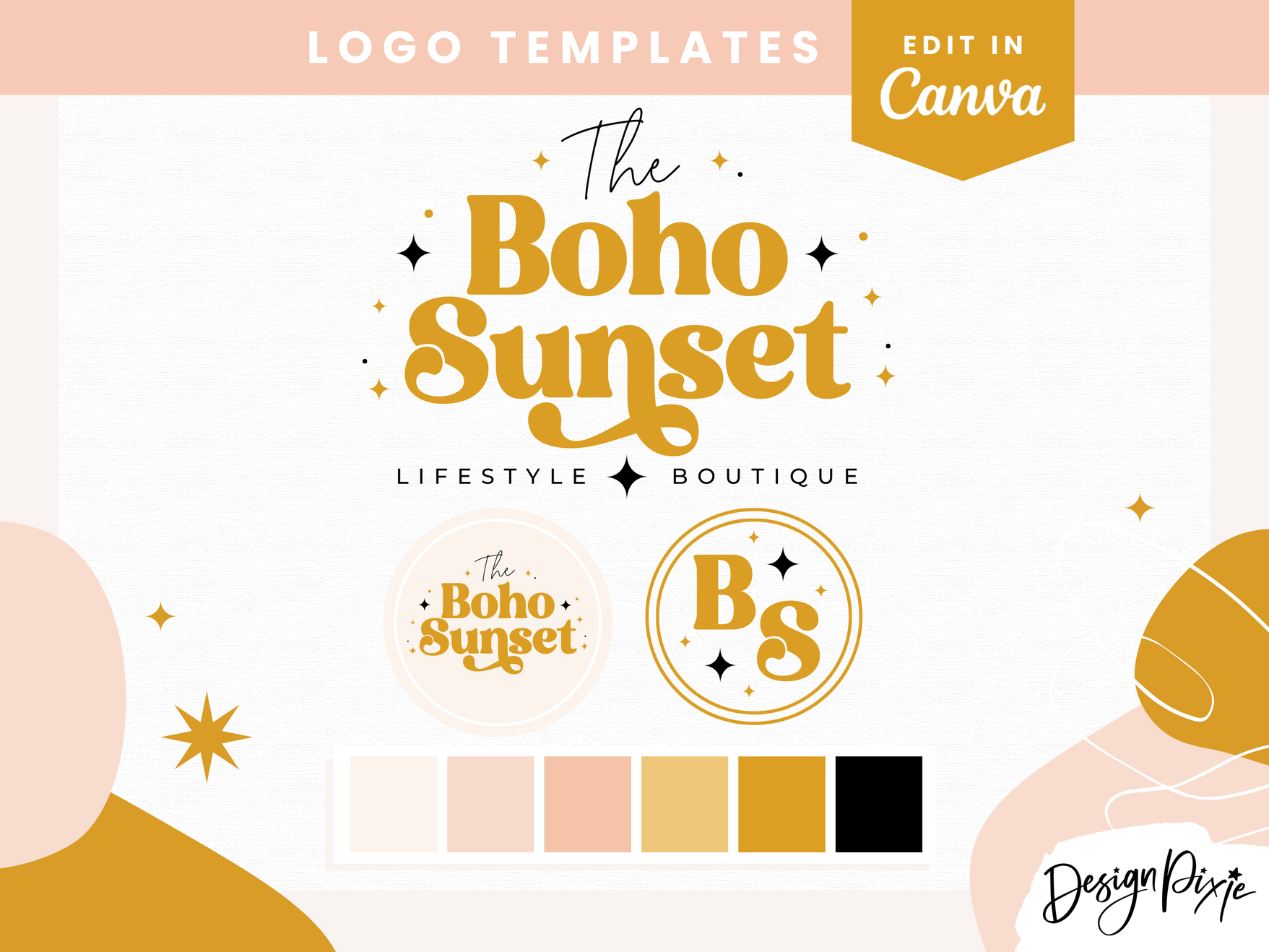 Boho Logo Template Canva – Design Pixie