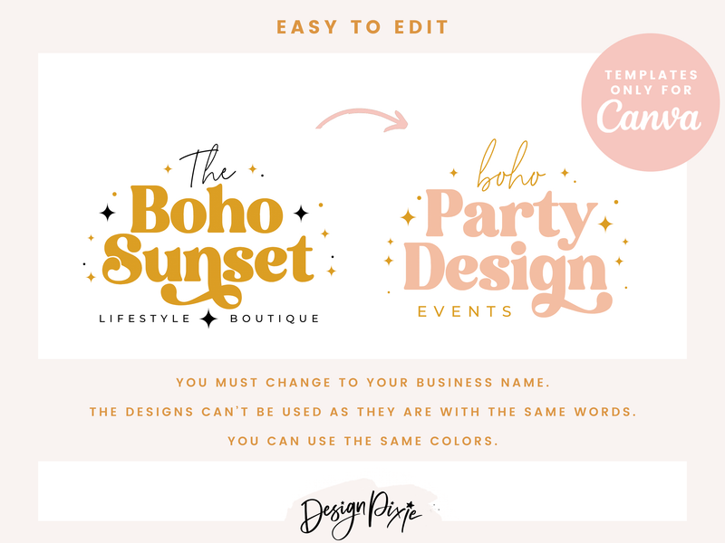 Boho Logo Template Canva – Design Pixie