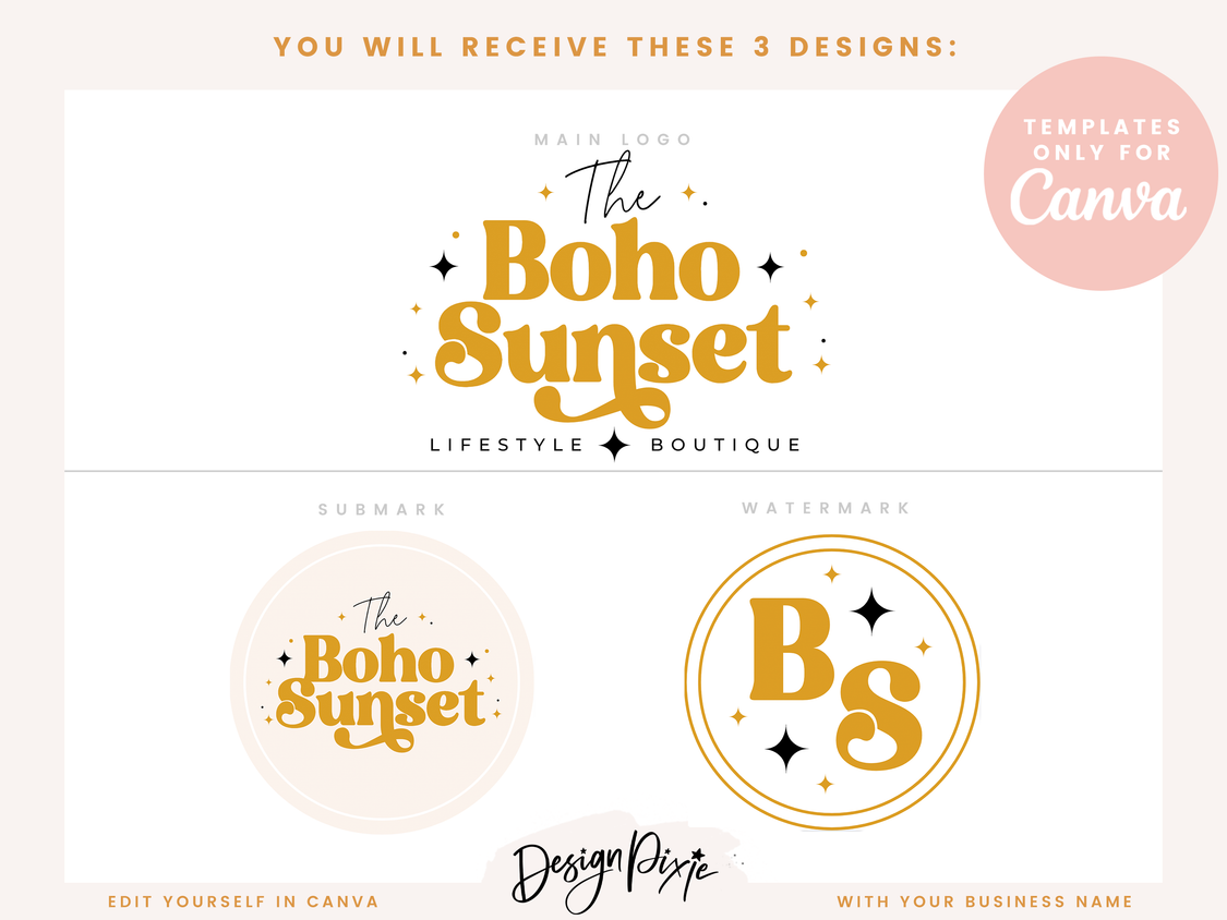 Boho Logo Template Canva – Design Pixie
