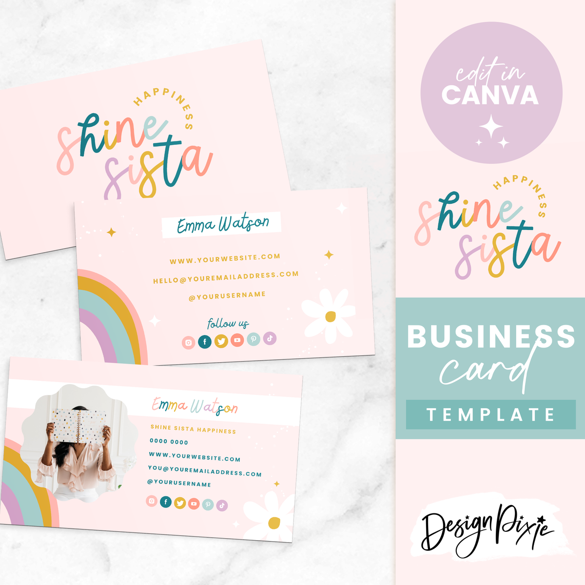Shine Sista Business Card Template – Design Pixie