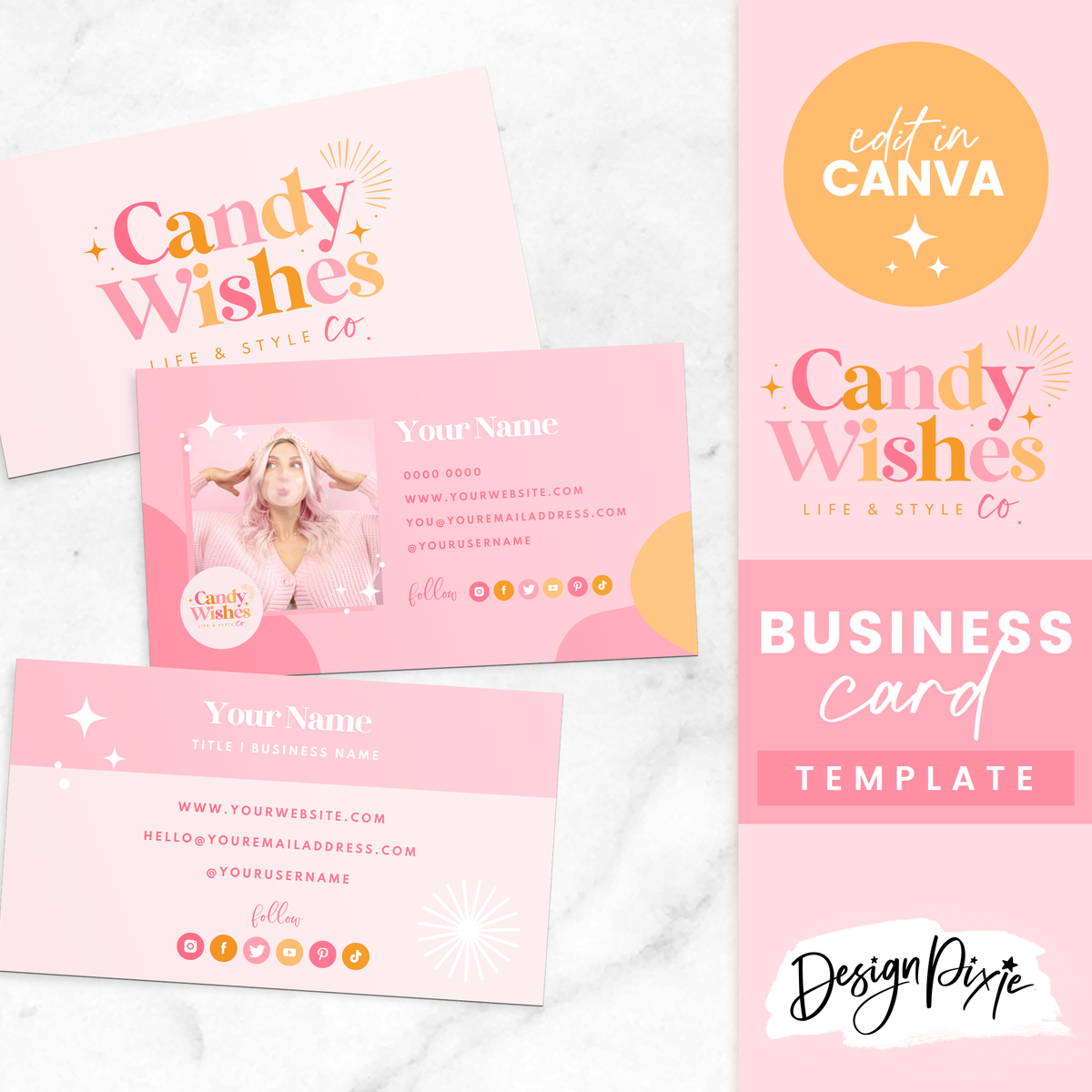 Business Card Template - Candy Wishes – Design Pixie