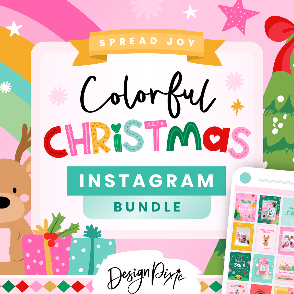 Colorful Christmas Instagram Templates by Design Pixie