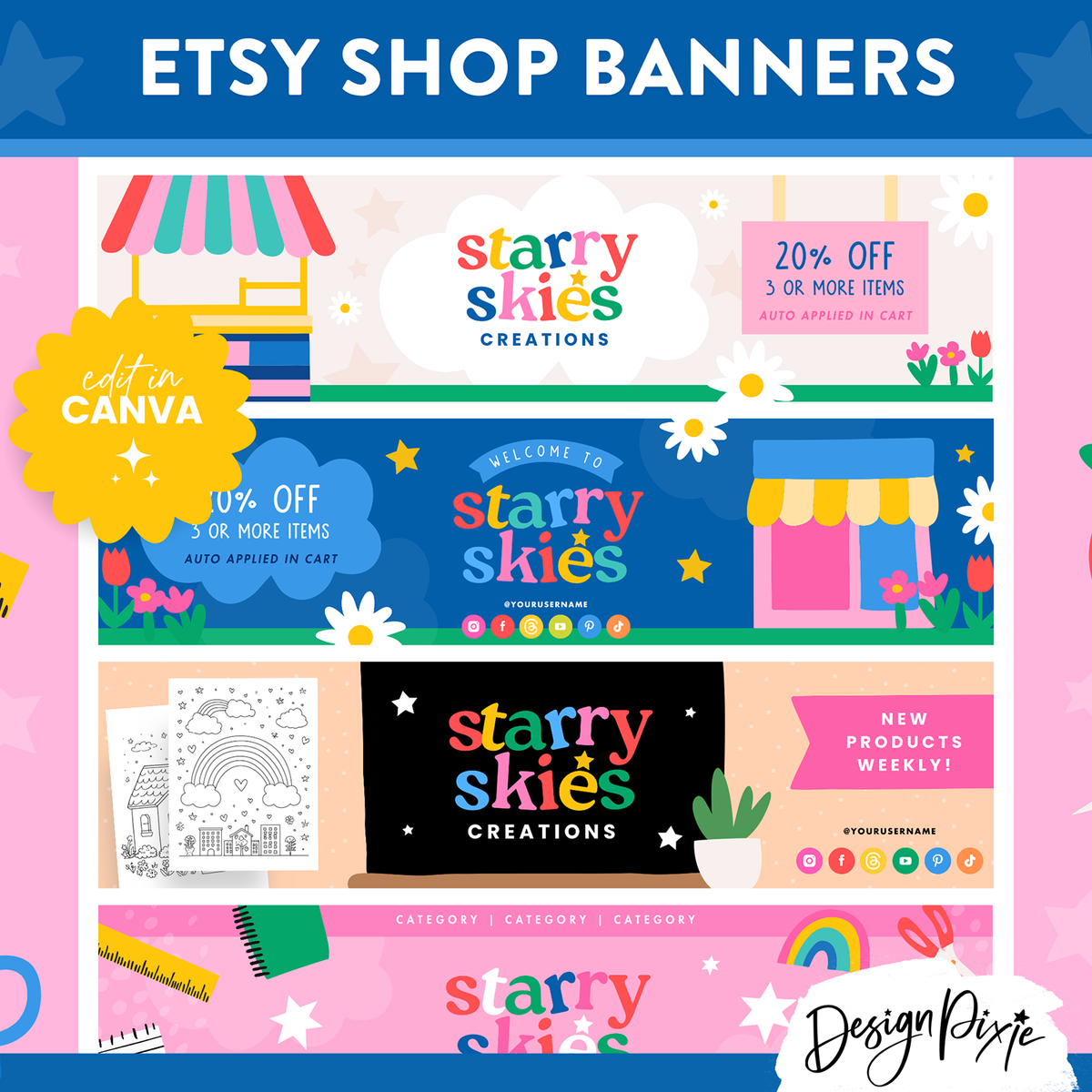 Starry Skies Etsy Shop Banners – Design Pixie