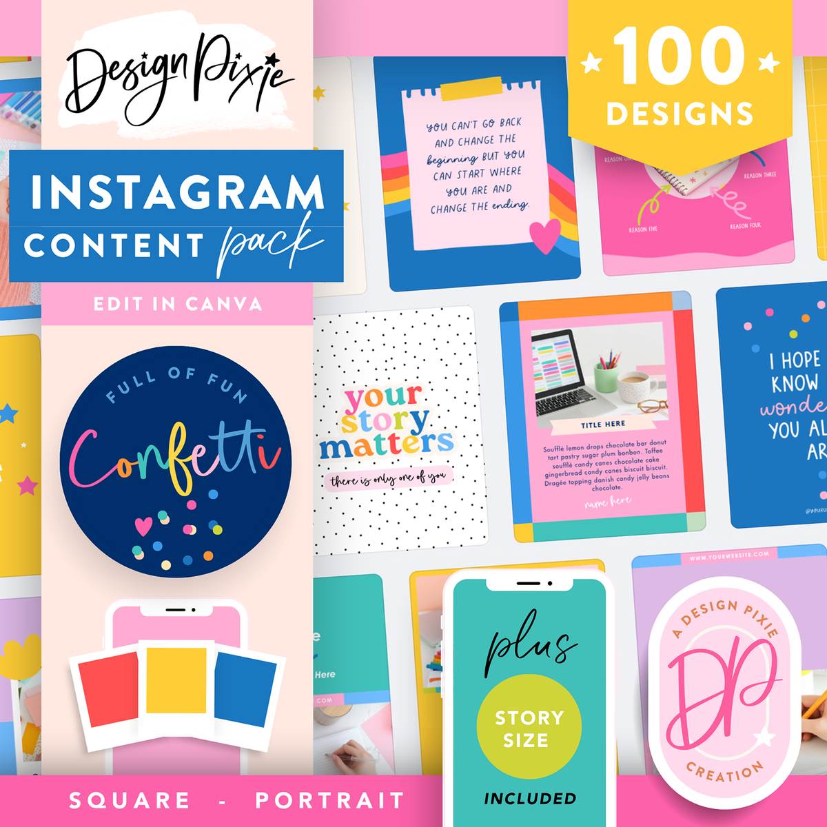 100 Colorful Instagram Templates - Bright Primary Colors Aesthetic ...