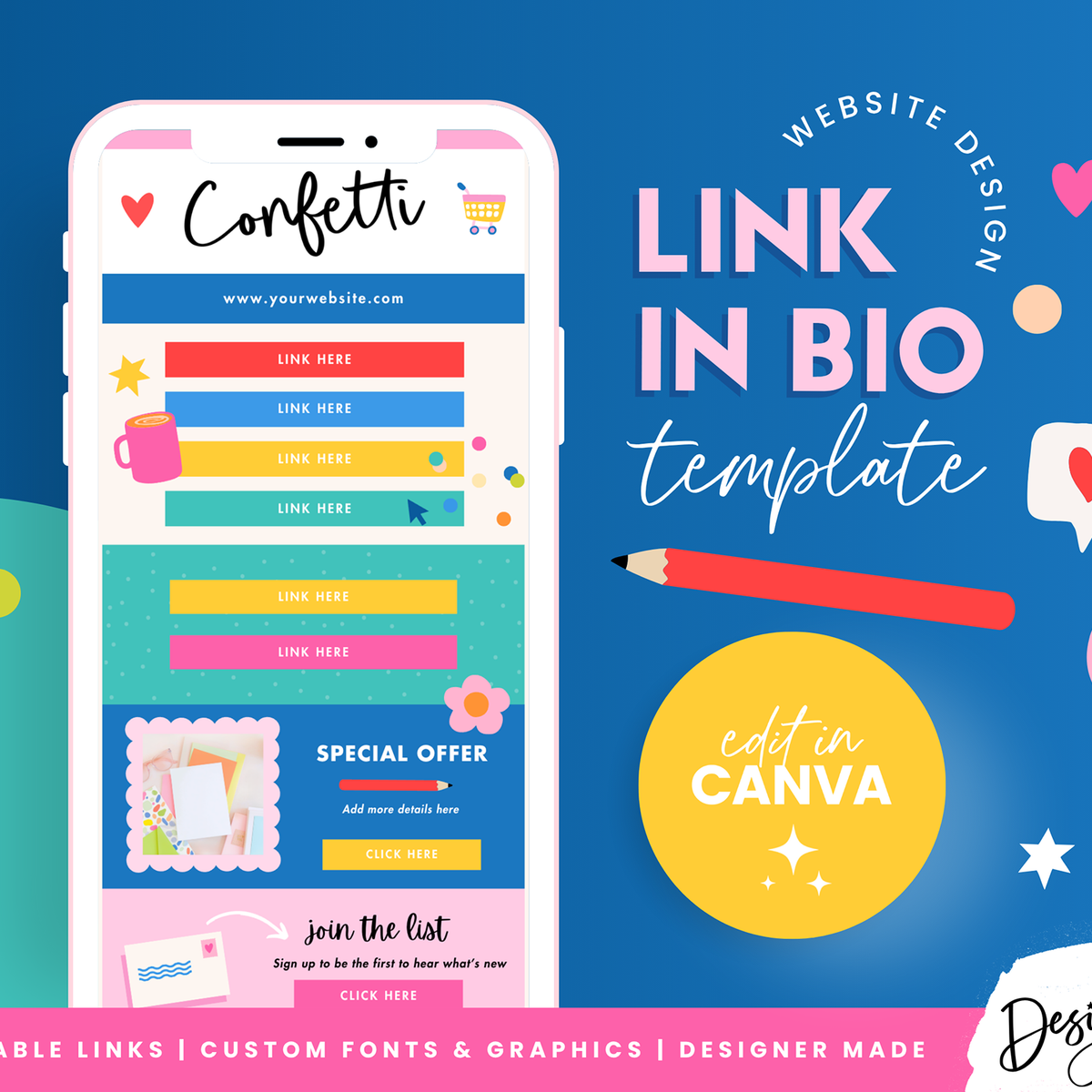 Confetti Link In Bio Template – Design Pixie