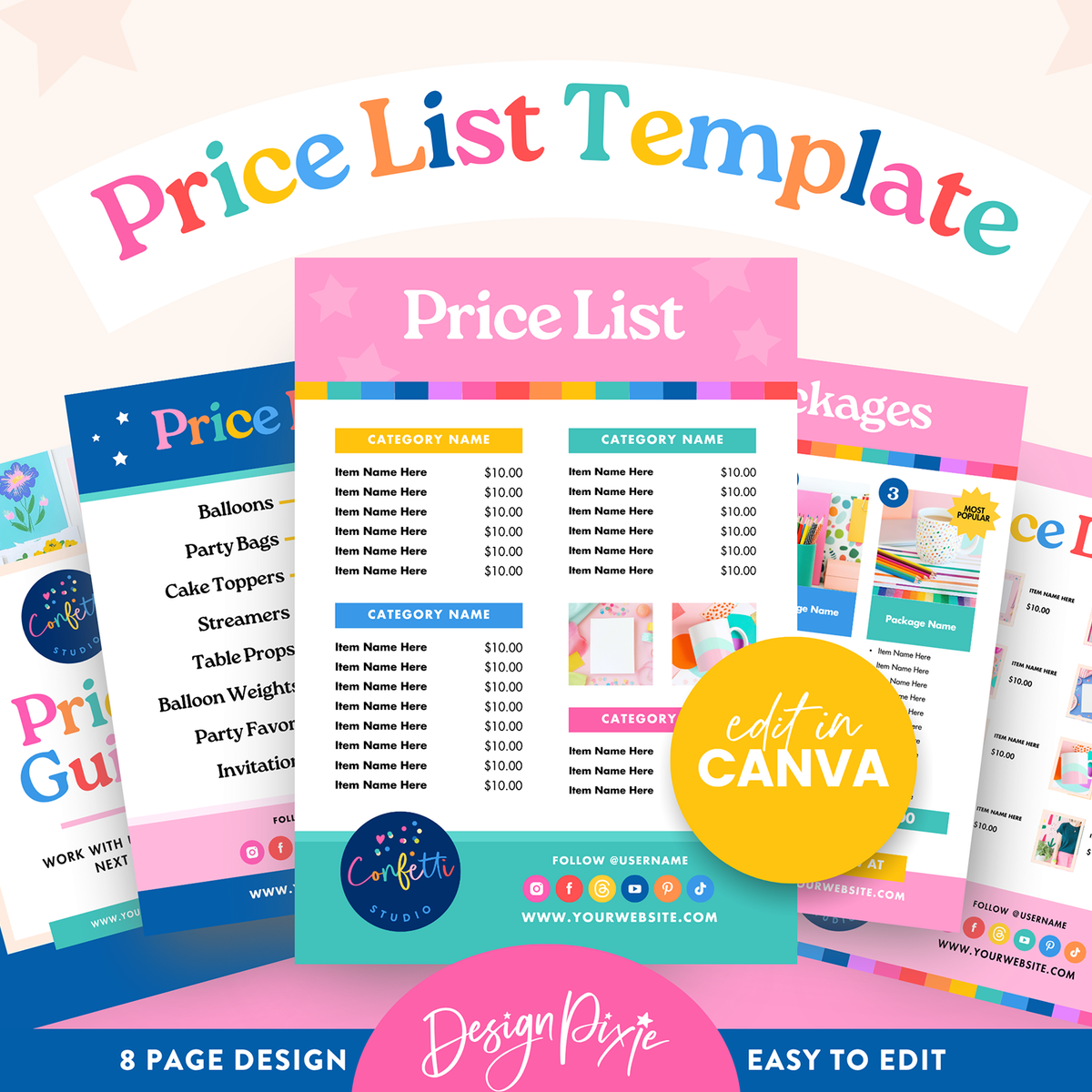 Colorful Price List Template – Design Pixie