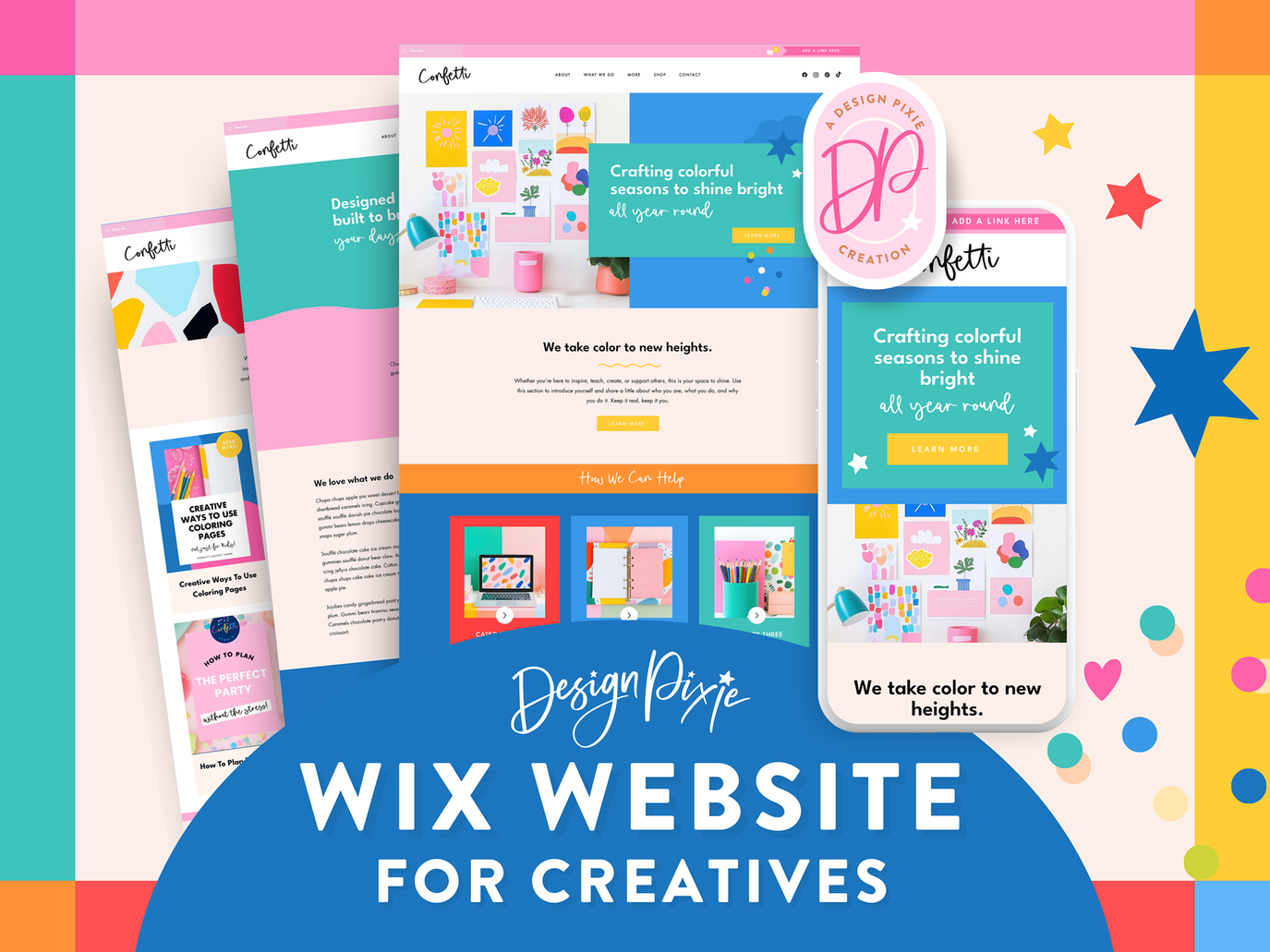 Colorful Wix Website Template - Confetti by Design Pixie