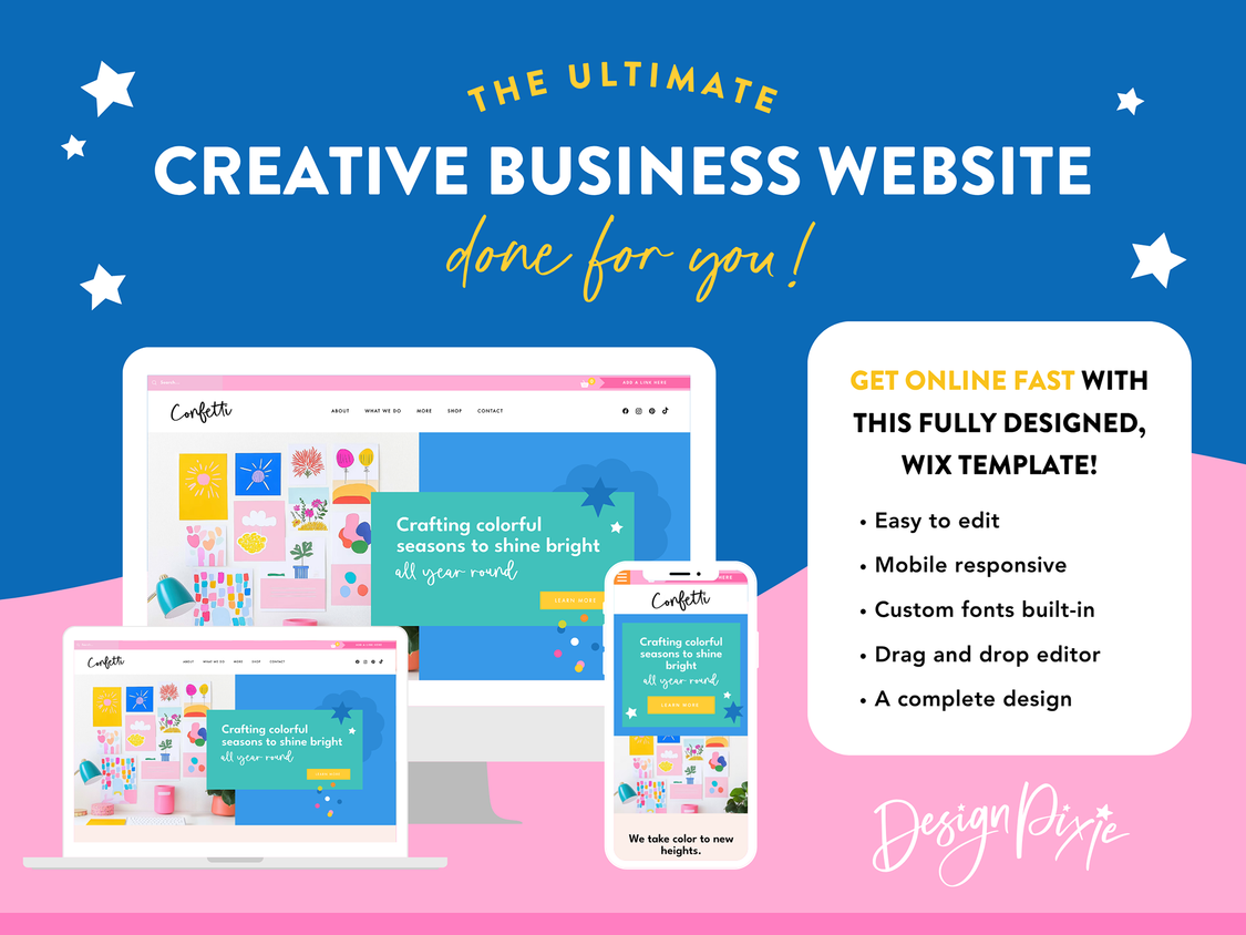 Colorful Wix Website Template - Confetti by Design Pixie