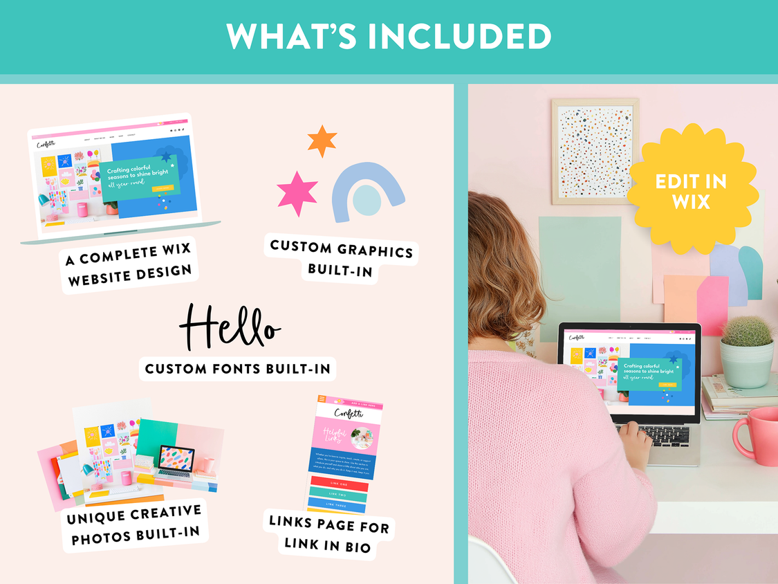 Colorful Wix Website Template - Confetti by Design Pixie