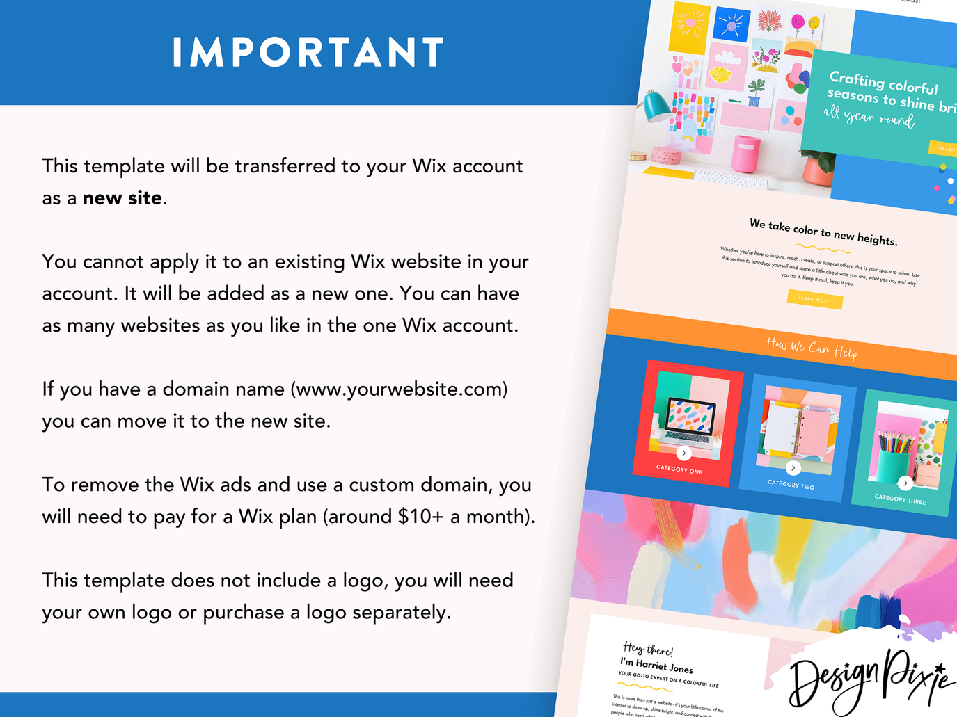 Colorful Wix Website Template - Confetti by Design Pixie