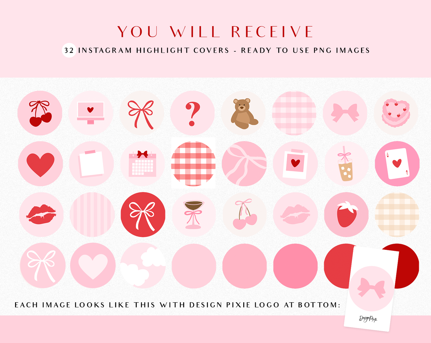 Coquette Instagram Highlights - Girly Pink with Bows and Cherries ...