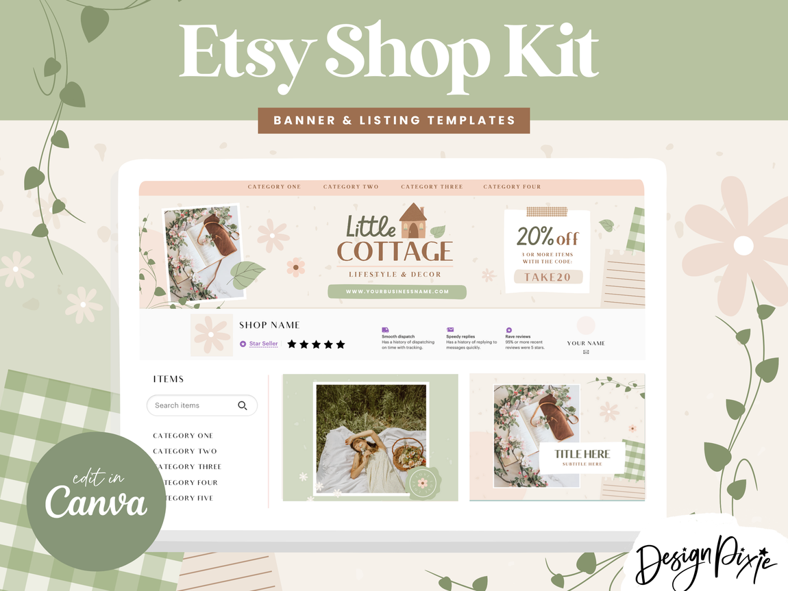 Etsy Shop Banner Templates Canva - Creative Etsy Store Mockups – Design ...