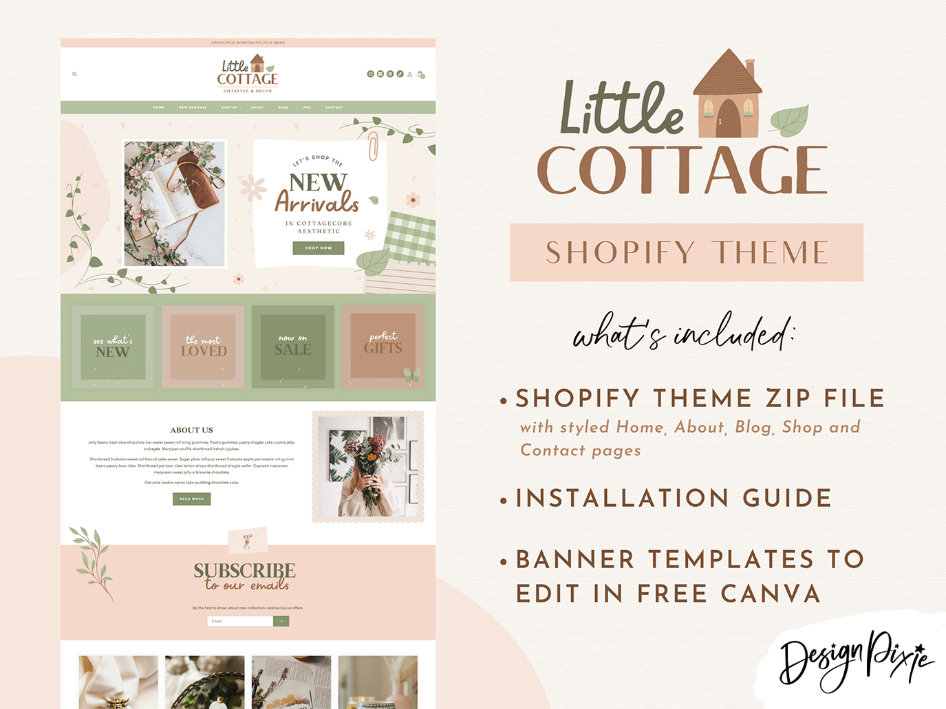 Cottagecore Shopify Theme - Little Cottage Branding – Design Pixie
