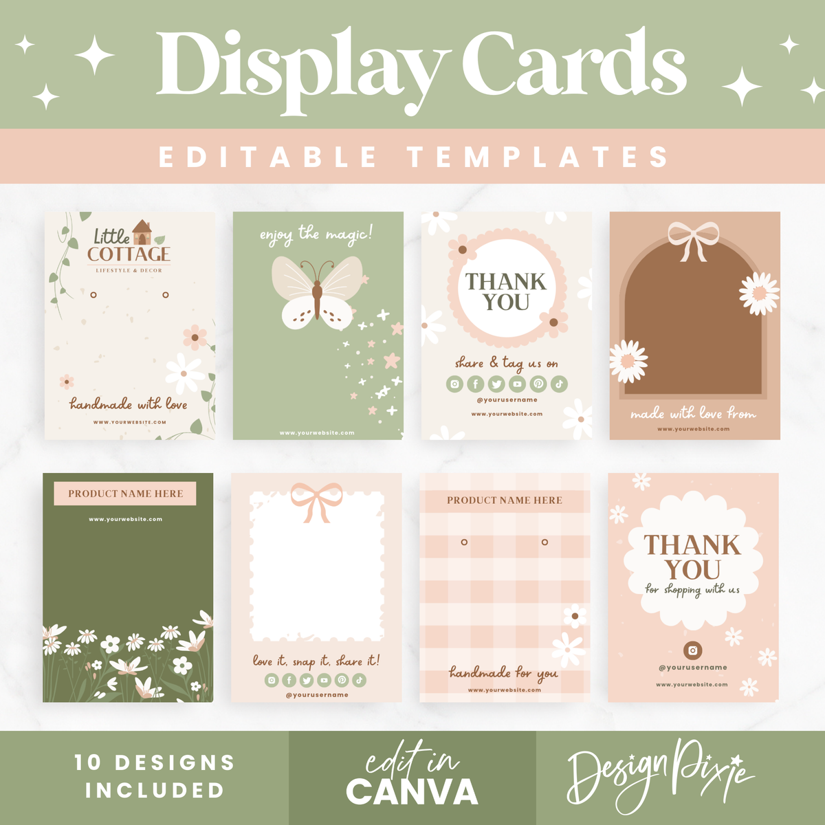 Cottagecore Display Card Templates – Design Pixie