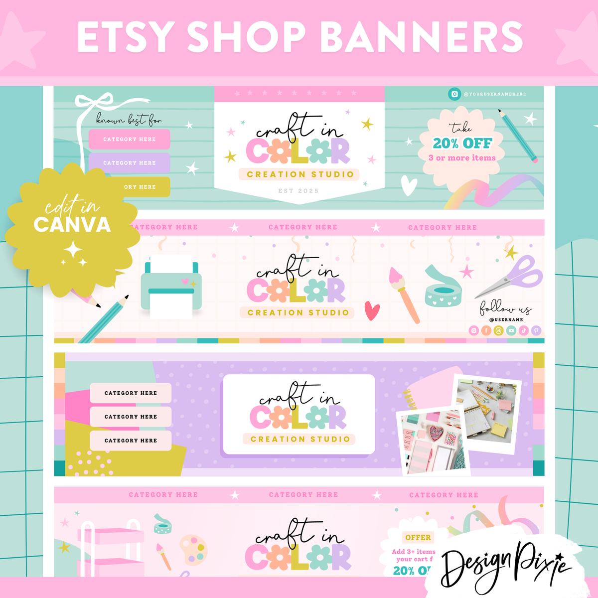 Craft Etsy Shop Banner Templates – Design Pixie