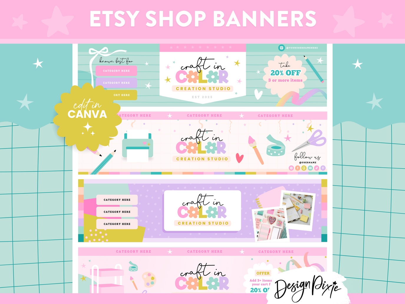Craft Etsy Shop Banner Templates – Design Pixie