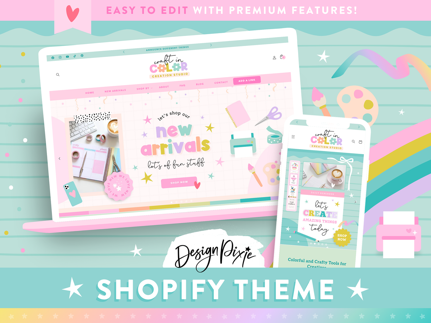 Craft Shopify Theme - Pastel Rainbow Template – Design Pixie
