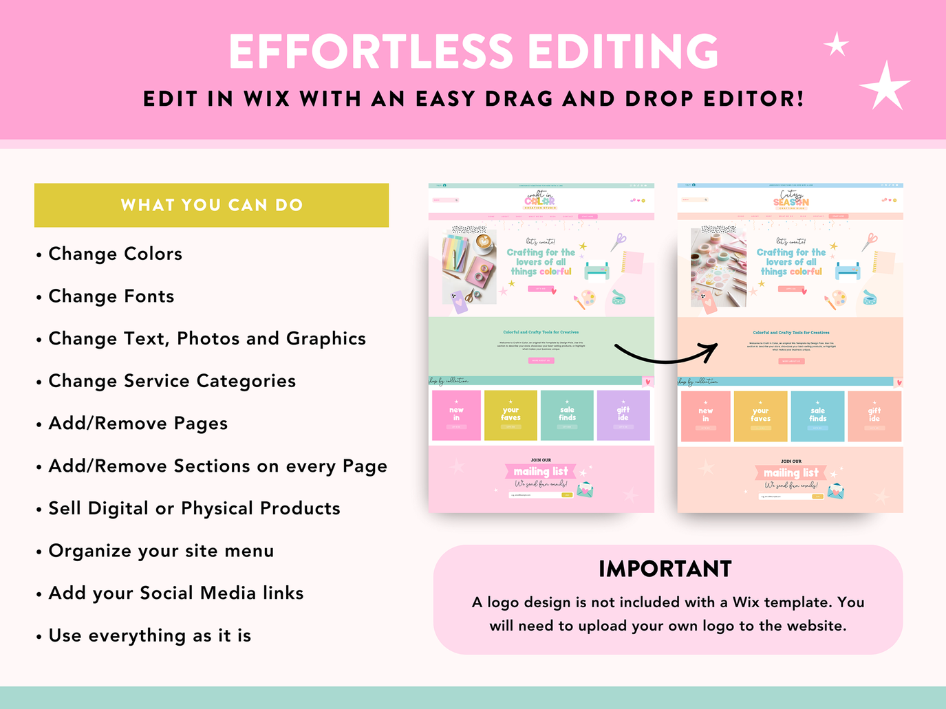 Craft Wix Website Template - Pastel Rainbow Design – Design Pixie