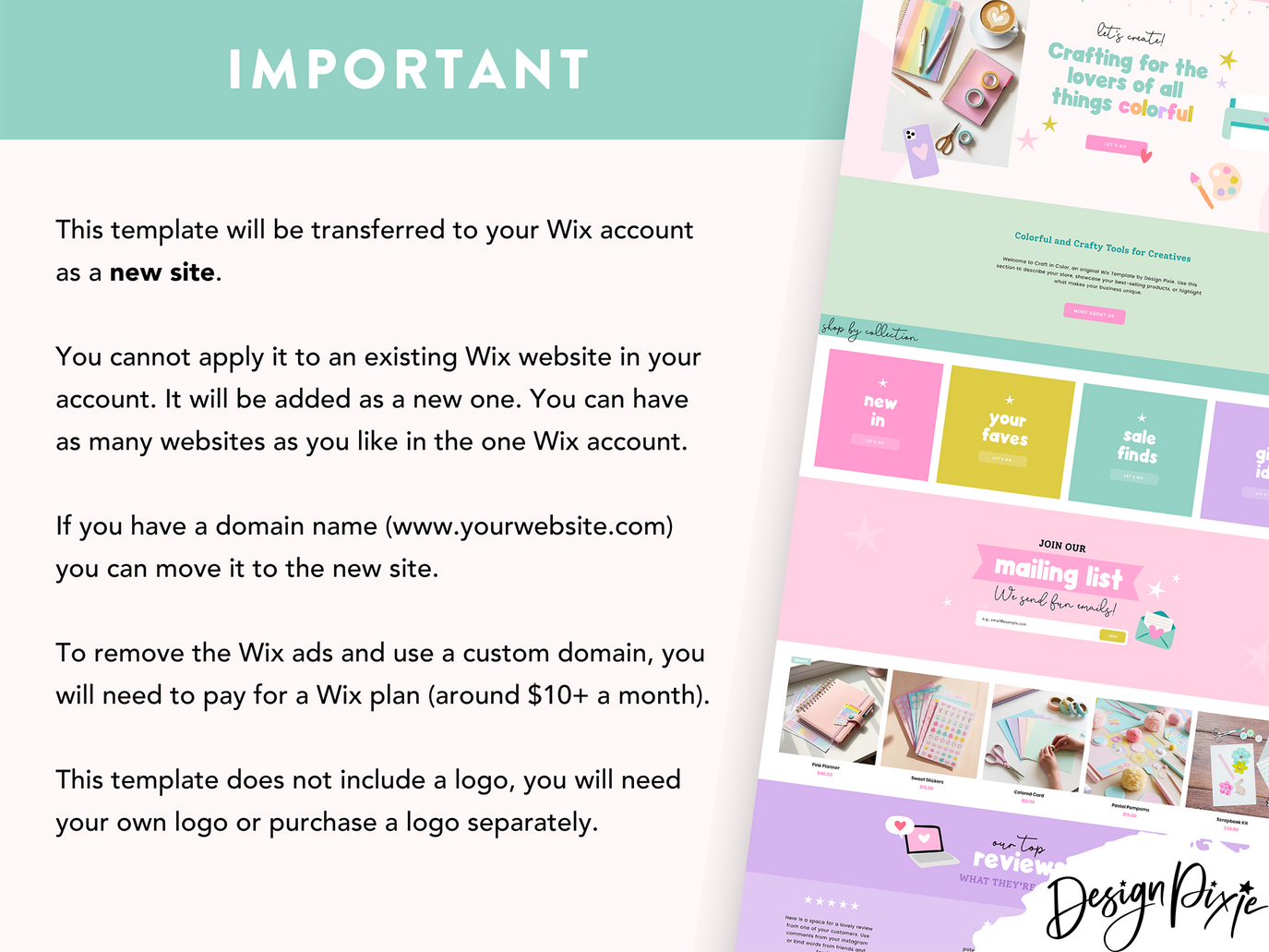 Craft Wix Website Template - Pastel Rainbow Design – Design Pixie