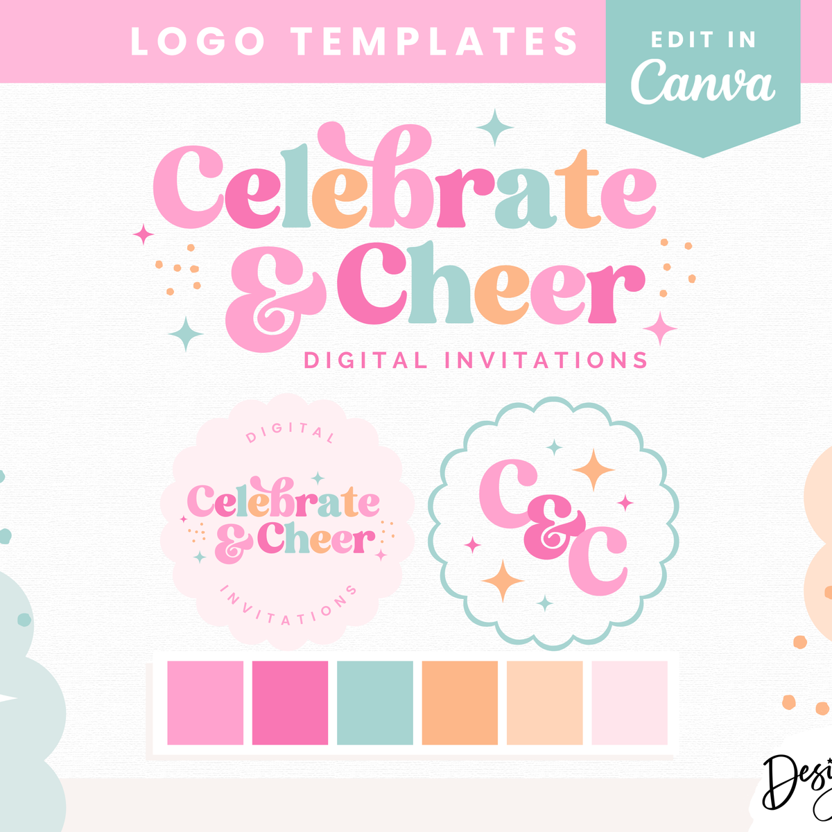Pastel Party Logo Template Canva – Design Pixie