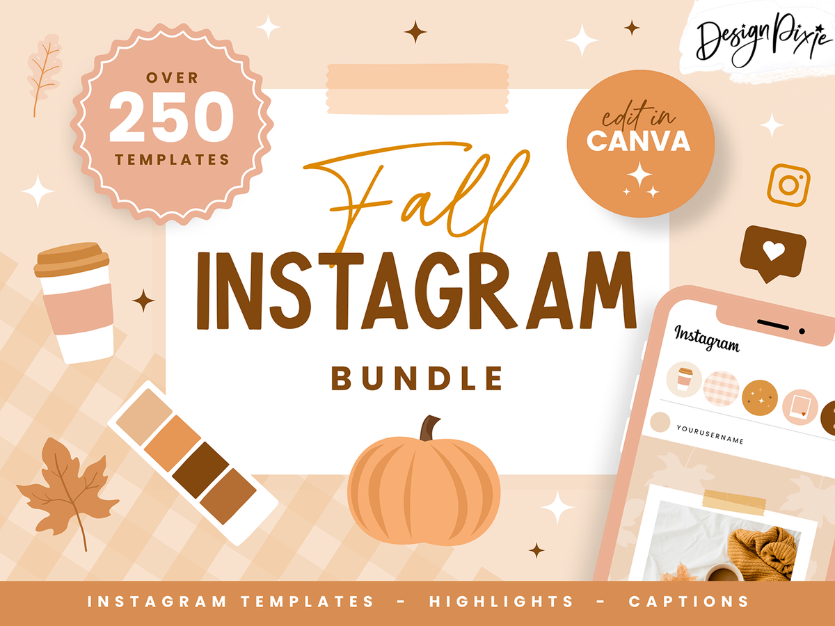 Fall Instagram Templates for Posts + Stories | Fall Caption Ideas ...