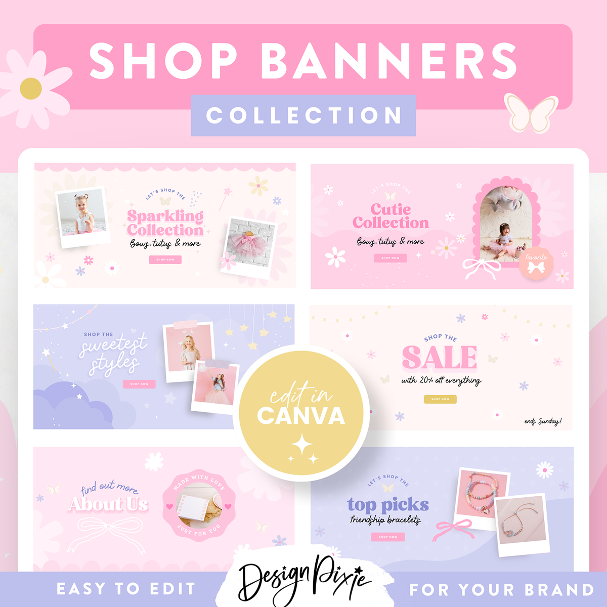 Girly Pink Shopify Banner Templates – Design Pixie