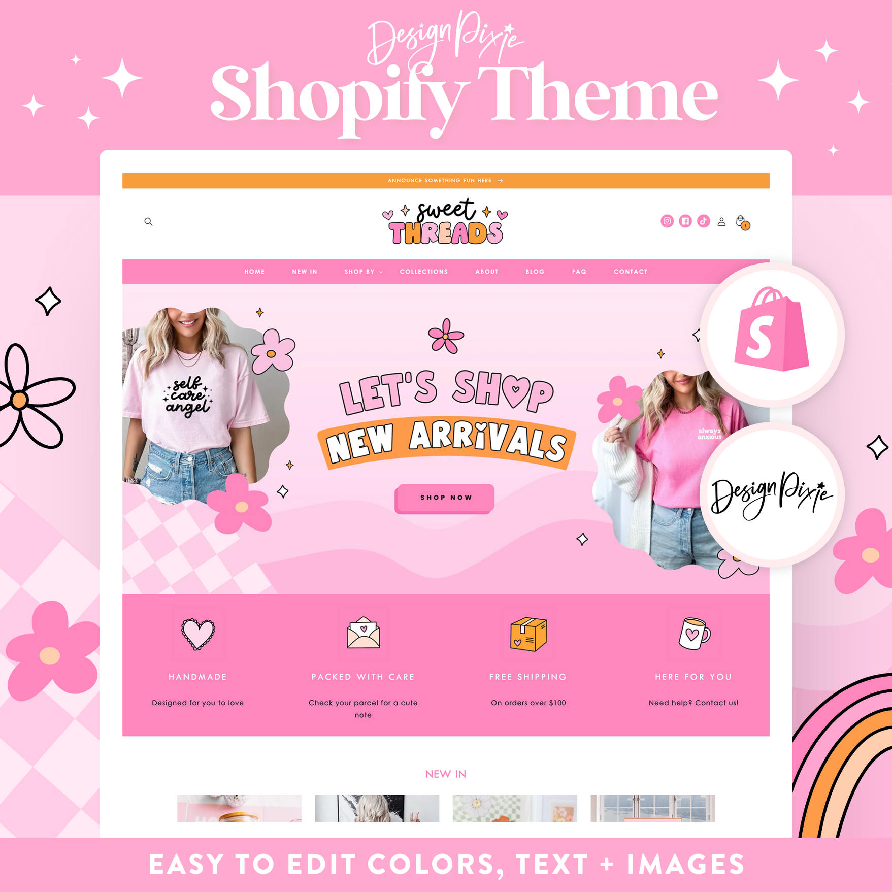 Pink Retro Shopify Theme – Design Pixie