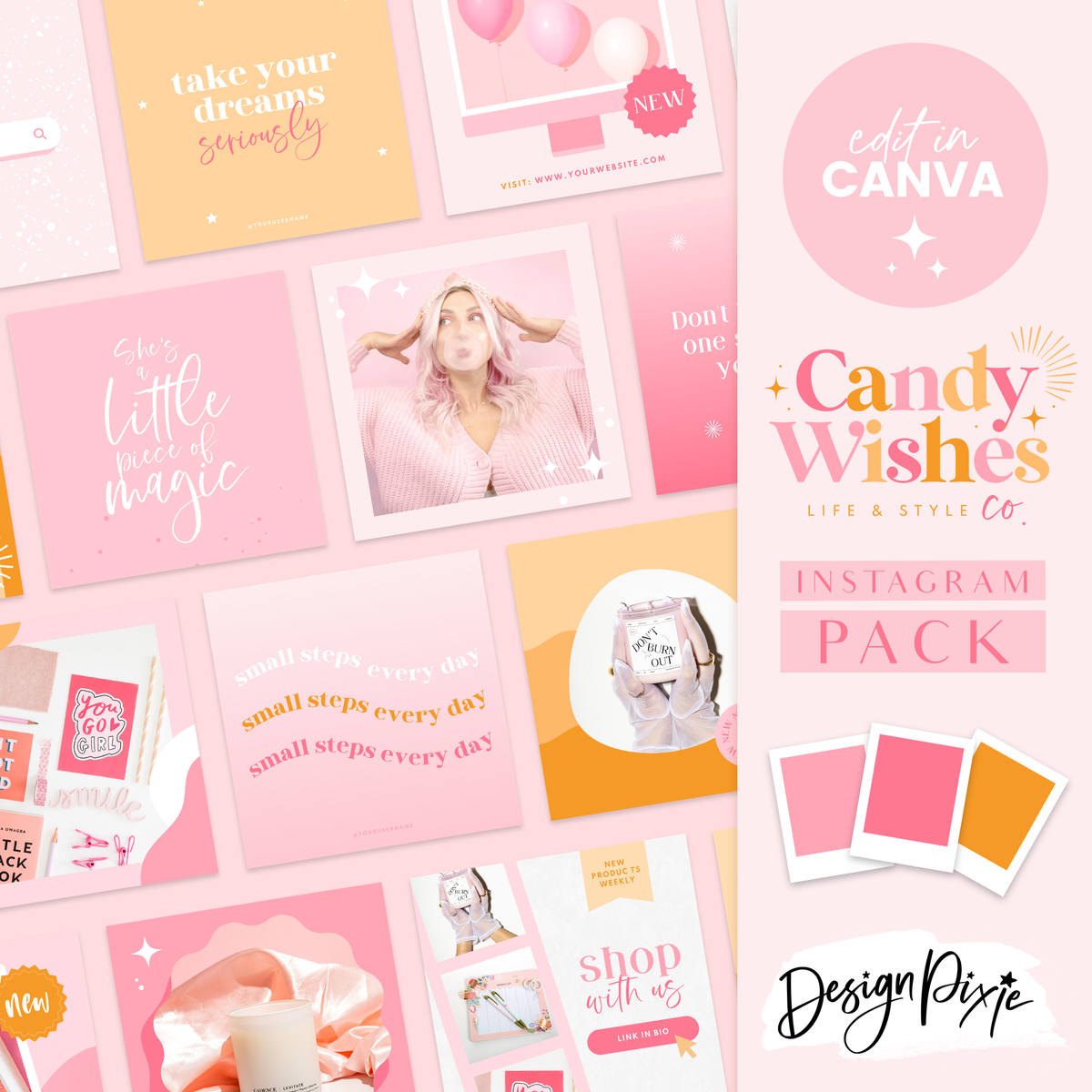 Bright Pink Instagram Post Templates – Design Pixie
