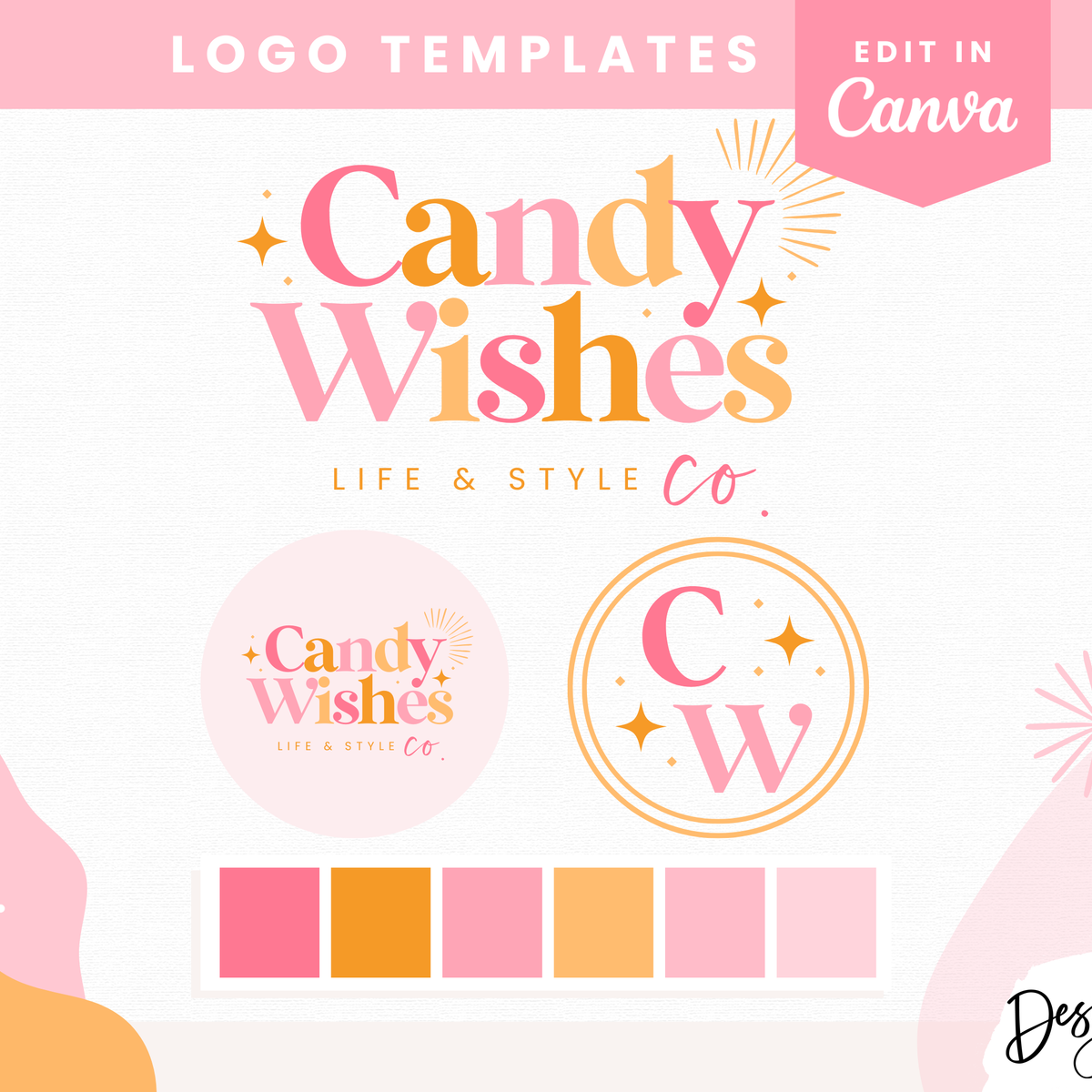 Bright Pink Logo Template Canva - Wild Mango Font – Design Pixie
