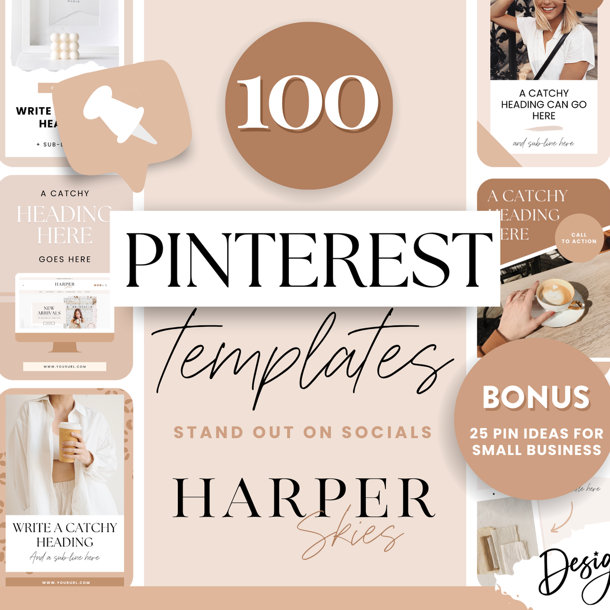 Modern Neutral Pinterest Templates – Design Pixie