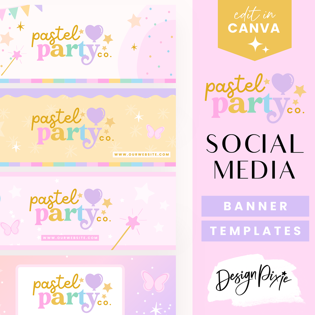 Pastel Party Social Media Banner Templates – Design Pixie
