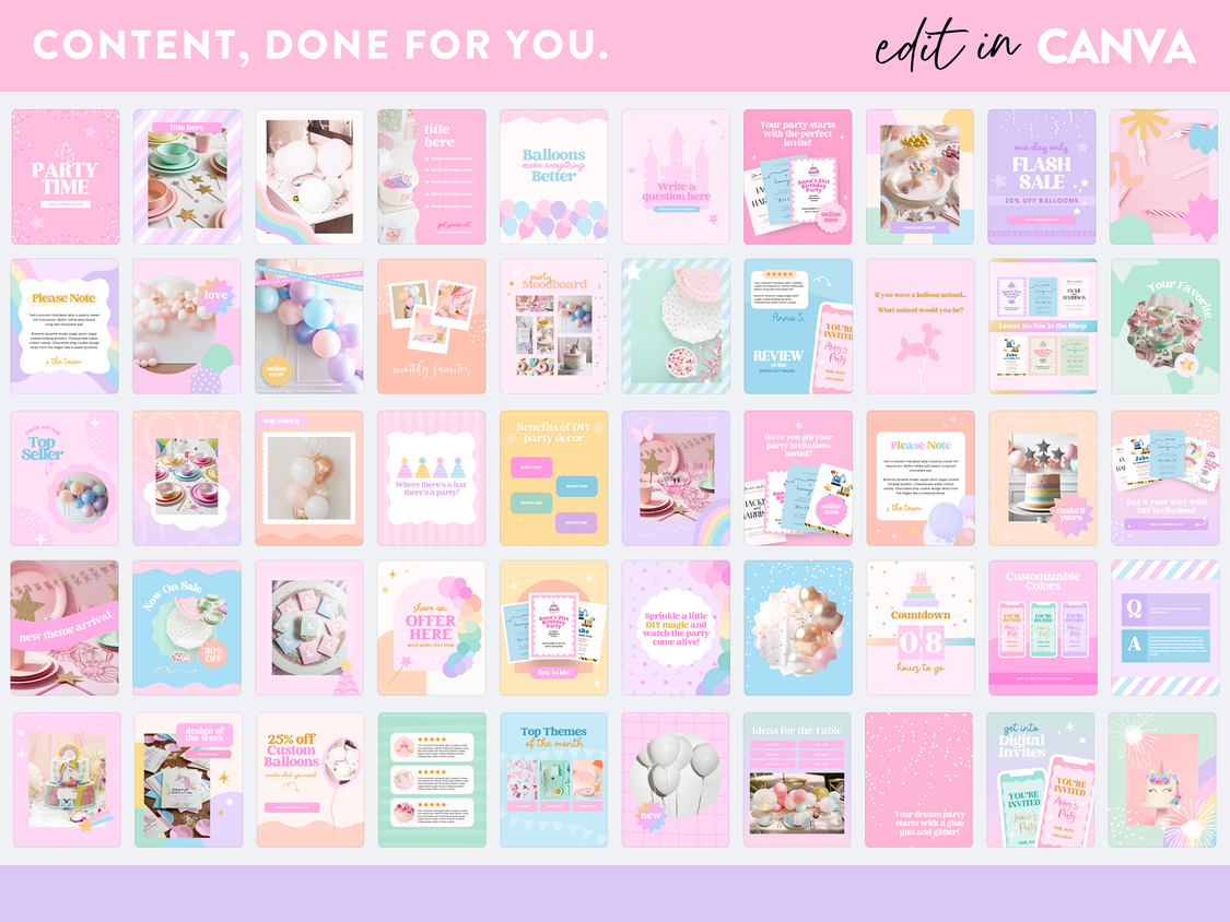 Pastel Party Instagram Templates - Magical Post and Story Ideas ...