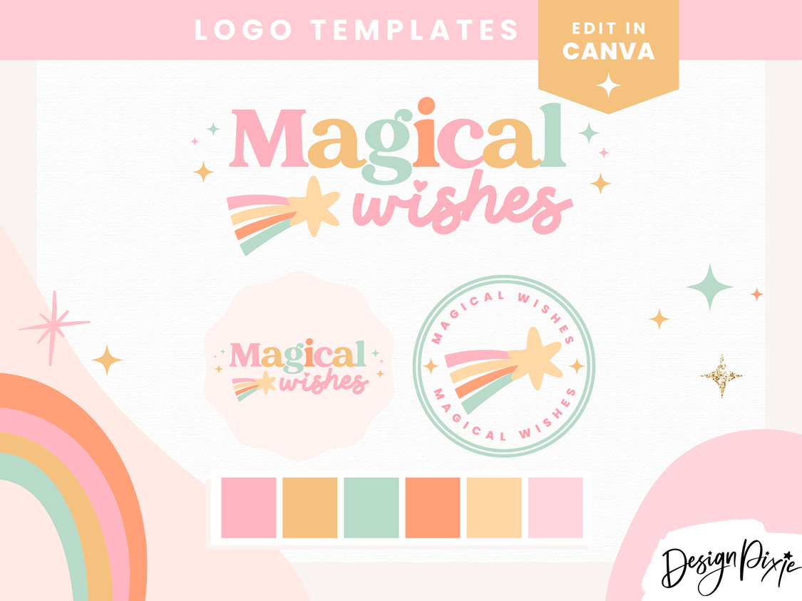 Pastel Rainbow Logo Design Template Canva – Design Pixie